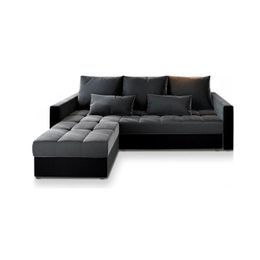 ECKSOFA KOS PIK Grau Pl&uuml;sch-Stoff mit Schlaffunktion