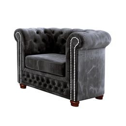 CHESTERFIELD-SESSEL Lauren Schwarz Samt
