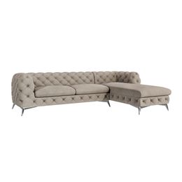 ECKSOFA Chesterfield Laura Dunkle Creme Samt