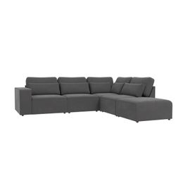 ECKSOFA modularer Leox Grau Samt-Stoff