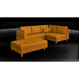 ECKSOFA MIT HOCKER Lorine Mikrofaser Gelb