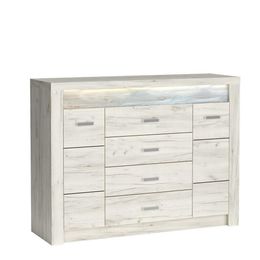 KOMMODE ZERI 108,5/103,5/42cm mit 4 Schubladen 1 T&uuml;ren Eiche Bianco