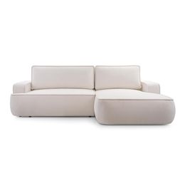 ECKSOFA SOLO Beige Boucle-Stoff mit Schlaffunktion