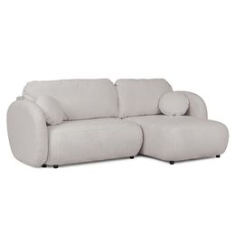 ECKSOFA Candy mit Schlaffunktion Hellgrau Boucl&eacute;-Stoff - Ottomane rechts