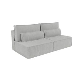 BETTSOFA LINO Hellgrau Kordstoff mit Schlaffunktion