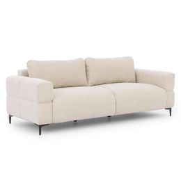 3-SITZER-SOFA Cardea in Bubble-Optik aus weichem Hellbeige Strukturstoff mit hohem Sitzkomfort
