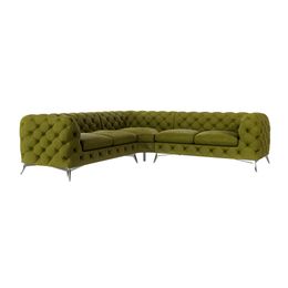ECKSOFA Chesterfield Laura Olive Samt