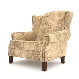 CHESTERFIELD-SESSEL Anton Beige Microfaser Vintageoptik