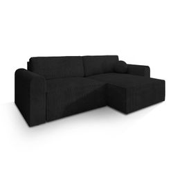 ECKSOFA FIANO P Schwarz Kordstoff mit Schlaffunktion