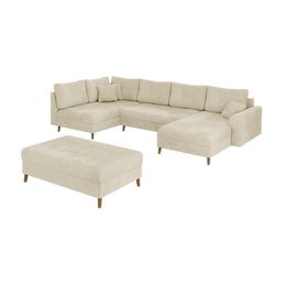 WOHNLANDSCHAFT inkl. Hocker Sigurd Beige Chenille