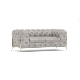 CHESTERFIELD-SOFA 2-Sitzer Vertex Grau Samt