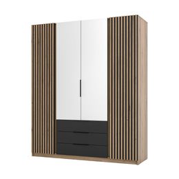 DREHT&Uuml;RENSCHRANK CAGLIARI 200/239/61,9cm 4-t&uuml;rig mit Spiegel Goldfarben