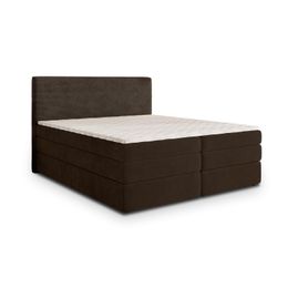 BOXSPRINGBETT MATERN 160x200 cm mit Matratze und Topper - Braun