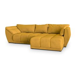 ECKSOFA ORENTI R-S Gelb Velours-Stoff mit Schlaffunktion