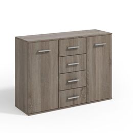 KOMMODE GIACOMO II 112/85/33 cm mit 4 Schubladen 2 T&uuml;ren Tr&uuml;ffeleichefarben