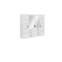 DREHT&Uuml;RENSCHRANK ELISE 240/200/57,5 cm 4-t&uuml;rig mit Spiegel Wei&szlig;