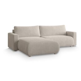 ECKSOFA TURIN N Creme Bucle-Stoff mit Schlaffunktion