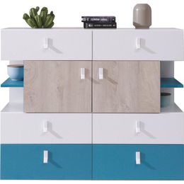 KOMMODE ISEO 110/90/40cm mit 6 Schubladen 4 T&uuml;ren Wei&szlig;