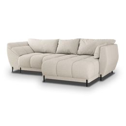 ECKSOFA VESTANO R-S Creme Boucle-Stoff mit Schlaffunktion
