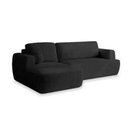 ECKSOFA SENTI P L-S Schwarz Kordstoff mit Schlaffunktion