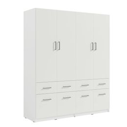 DREHT&Uuml;RENSCHRANK RYGEN 180,3/197,5/53,3cm 4-t&uuml;rig Wei&szlig;