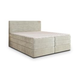 BOXSPRINGBETT MATERN 160x200 cm mit Matratze und Topper - Creme
