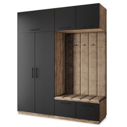 GARDEROBENSCHRANK REMA 200/240/60 cm Modern Garderobe-Set Eiche Lefkas