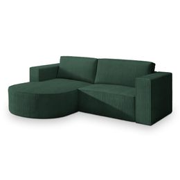 ECKSOFA SORELA P L-S Gr&uuml;n Kordstoff mit Schlaffunktion
