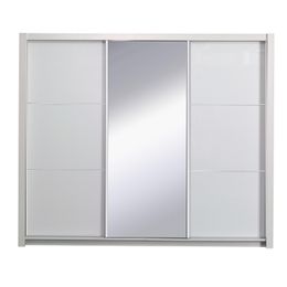 SCHWEBET&Uuml;RENSCHRANK ALVORN 257,8/212/66,6cm 3-t&uuml;rig mit Spiegel Wei&szlig;