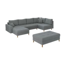 WOHNLANDSCHAFT inkl. Hocker Henrik Grau Boucle