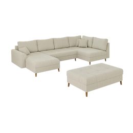 WOHNLANDSCHAFT inkl. Hocker Alma Beige Cord