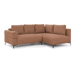 ECKSOFA Cardea in Bubble-Optik aus weichem Terrakotta Strukturstoff mit hohem Sitzkomfort - Ottomane rechts
