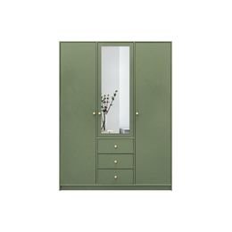 DREHT&Uuml;RENSCHRANK GALIO 149/200/57,5 cm 3-t&uuml;rig mit Spiegel Gr&uuml;n