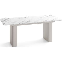 ESSTISCH Riven rechteckig ausziehbar verl&auml;ngerbar mit Butterfly-Auszug, Marmor Wei&szlig; 180-276/90/76 cm