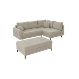 ECKSOFA inkl. Hocker Henrik Beige Boucle - Ottomane rechts