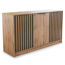 KOMMODE GAREN 138/81/41cm mit Schubladen 3 T&uuml;ren Eiche Wotan