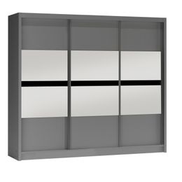 SCHWEBET&Uuml;RENSCHRANK RAKAN 250/215/61 cm 3-t&uuml;rig mit Spiegel Graphitfarben