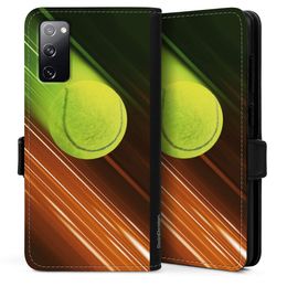 DeinDesign Galaxy S20 Handy Klapph&uuml;lle Handyh&uuml;lle aus Kunst Leder schwarz Flip Case Ball Tennis Hobby Sideflip mit Lasche