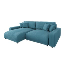 ECKSOFA Emma T&uuml;rkis Cord - Ottomane links
