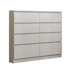 KOMMODE ADRIANO 120/100/33 cm mit 8 Schubladen Wei&szlig;