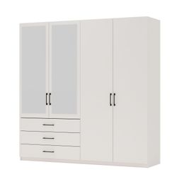 DREHT&Uuml;RENSCHRANK HECARIM 215/196/60 cm 4-t&uuml;rig mit Spiegel Kaschmir