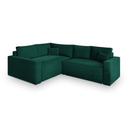 ECKSOFA ERONIS L-S Gr&uuml;n Velours-Stoff mit Schlaffunktion