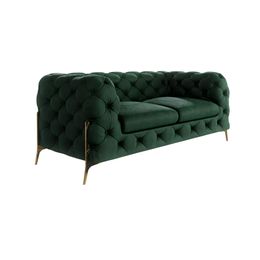 CHESTERFIELD-SOFA 2-Sitzer Lexi Flasche Gr&uuml;n Samt