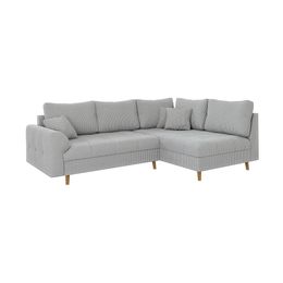 ECKSOFA Alma Hellgrau Cord - Ottomane rechts
