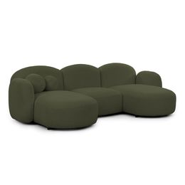 WOHNLANDSCHAFT Nuvola mit abgerundetem Design Gr&uuml;n Boucl&eacute;-Stoff