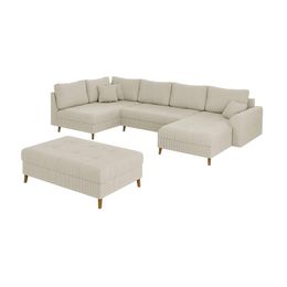 WOHNLANDSCHAFT inkl. Hocker Alma Beige Cord