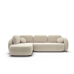ECKSOFA AMICO II L-S Beige Geflochtener Stoff mit Schlaffunktion