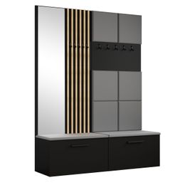GARDEROBENSCHRANK MODULO 161,2/204/40 cm Modern Garderobe-Set Schwarz