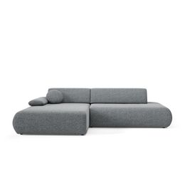 ECKSOFA DELTA L-S Grau Geflochtener Stoff mit Schlaffunktion