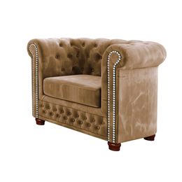 CHESTERFIELD-SESSEL Lauren Beige Samt